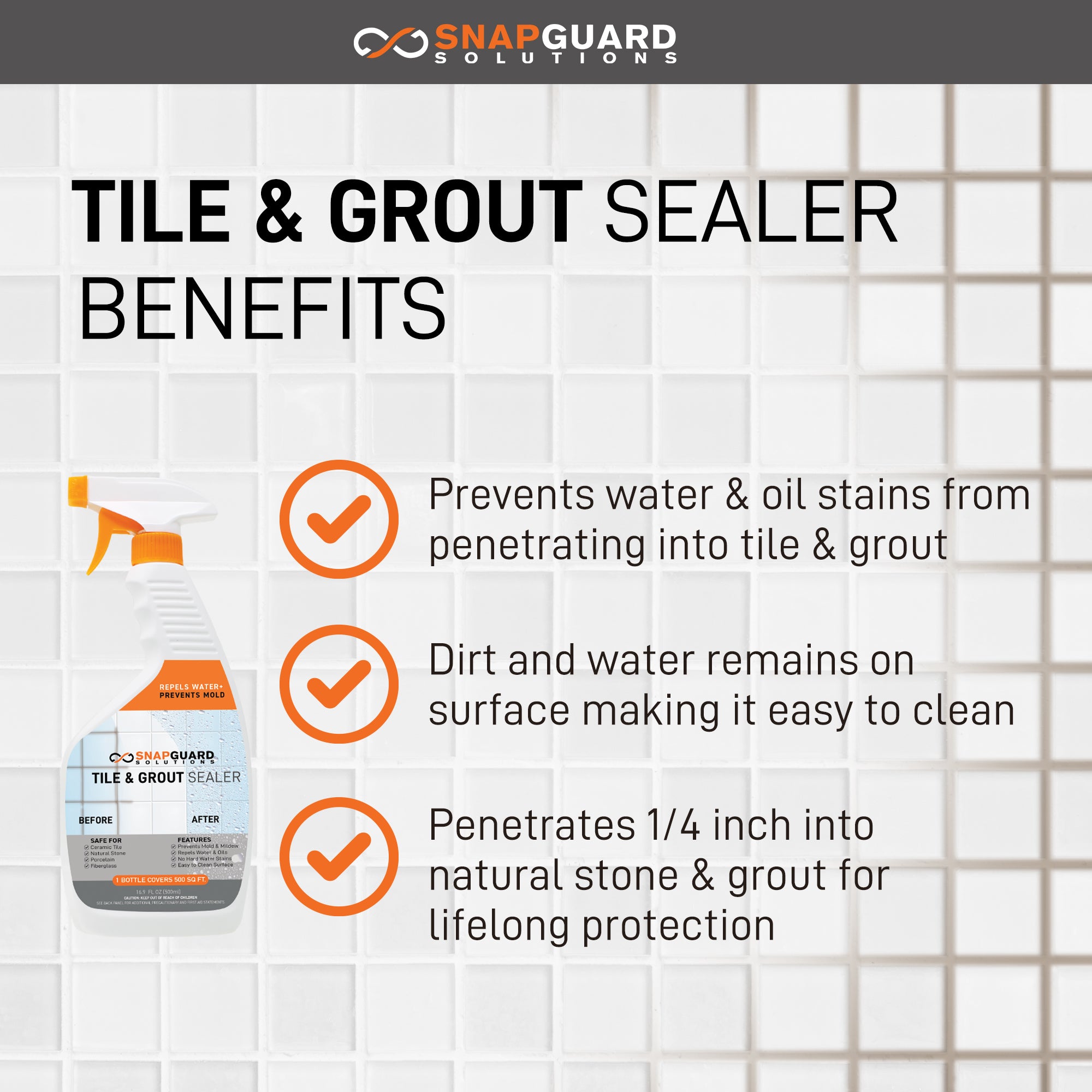 Tile & Grout 500ml Spray with Grout Removal Tool– Snapguard Solutions